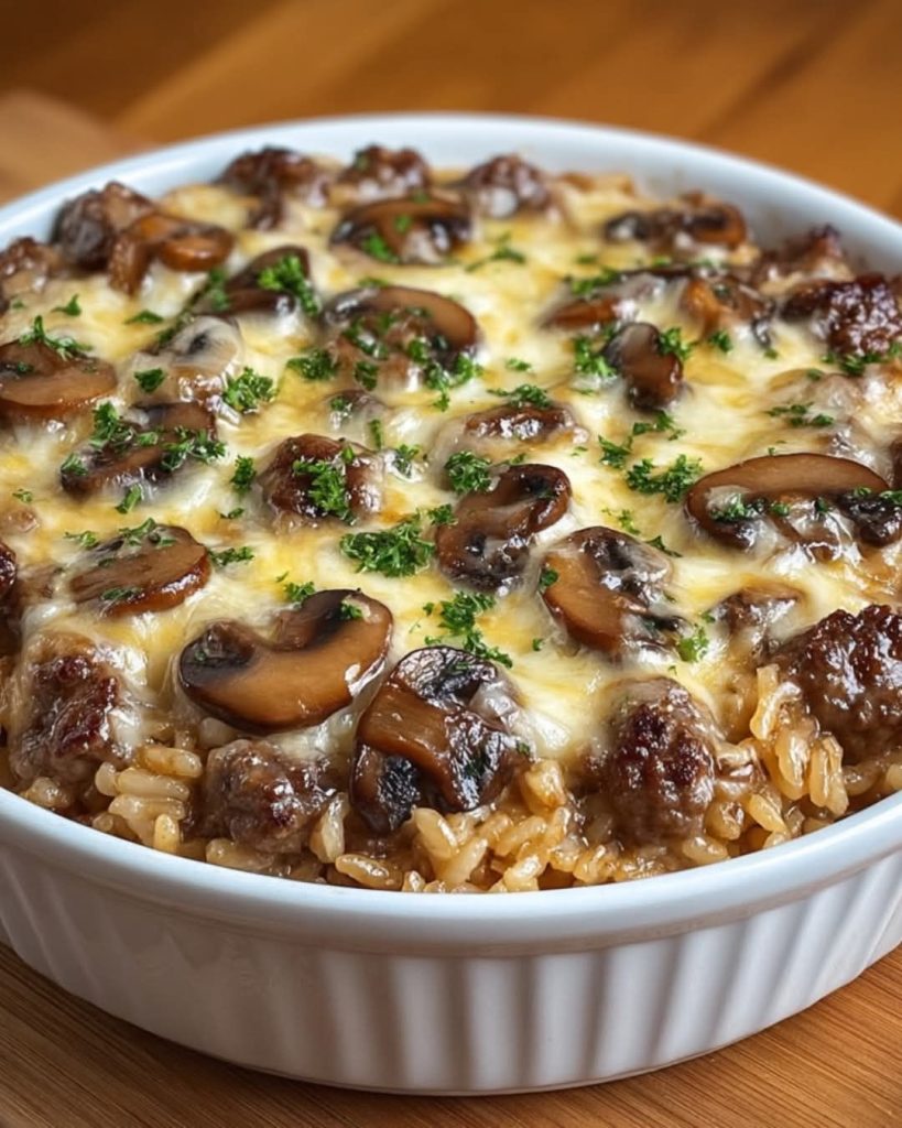 Creamy Beef & Mushroom Rice Bake – Cook Book